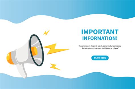 중요 정보 메가폰이 있는 배너 중요 정보 말풍선 배너 소매 쇼핑 온라인 마케팅 템플릿 배너 포스터 및 배경에 대 한 벡터 그림 개념에 대한 스톡 벡터 아트 및 기타 이미지