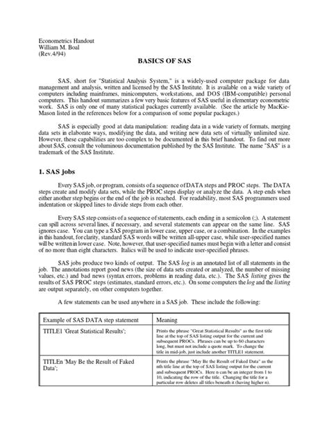 Basics Of Sas Pdf Autoregressive Integrated Moving Average Basics Of Sas Pdf Autoregressive Integrated Moving Average