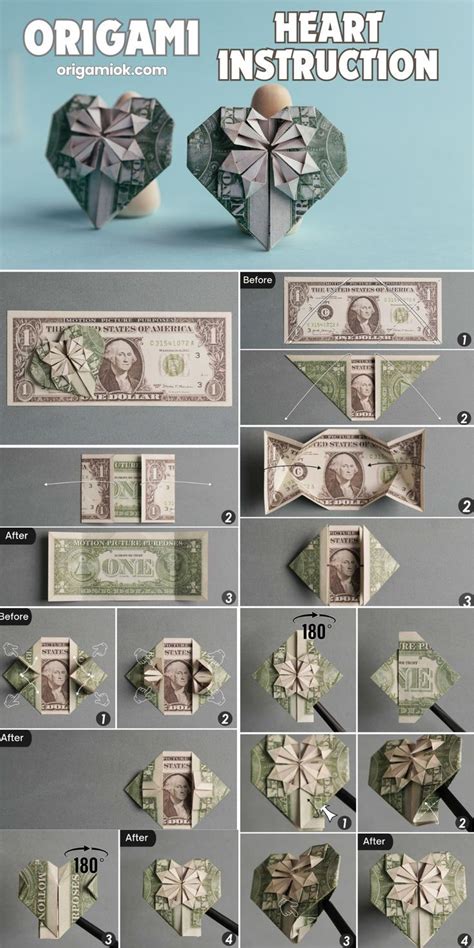 Easy Dollar Bill Origami Heart Instruction Dollar Bill Origami Easy