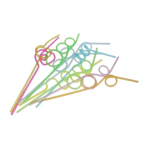 Curly Loop Plastic Straws 6pack