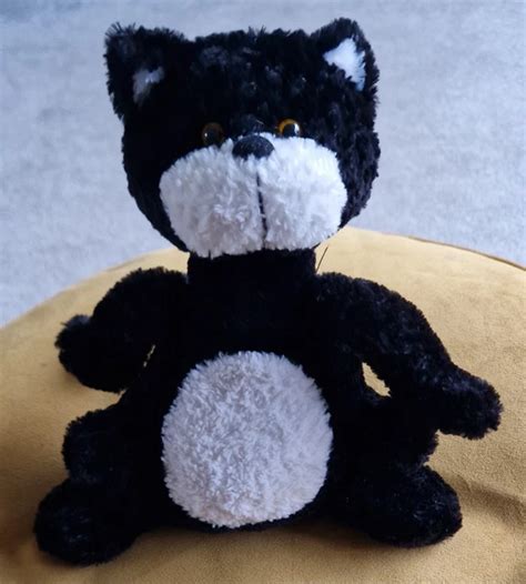 Vtg Retired Russ Berrie Scratch Black White Cat Plush Beanie 95