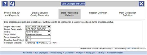 44 Data Processing Defaults — Opus Projects User Guide V20 Documentation