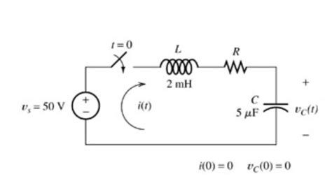 solved a dc source is connected to a series rlc circuit by a