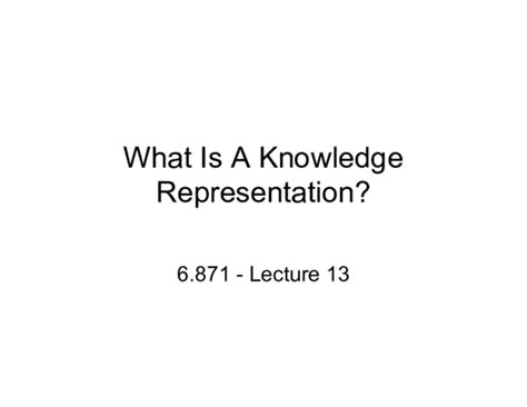 Pdf Knowledge Representation