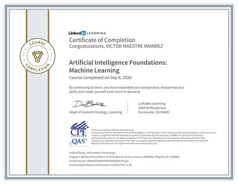 Certificate Artificial Intelligence Foundations Machine Learning