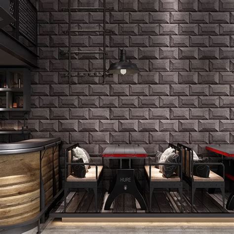 3d Retro Cement Gray Brick Pattern Wallpaper Wallpaper Canada