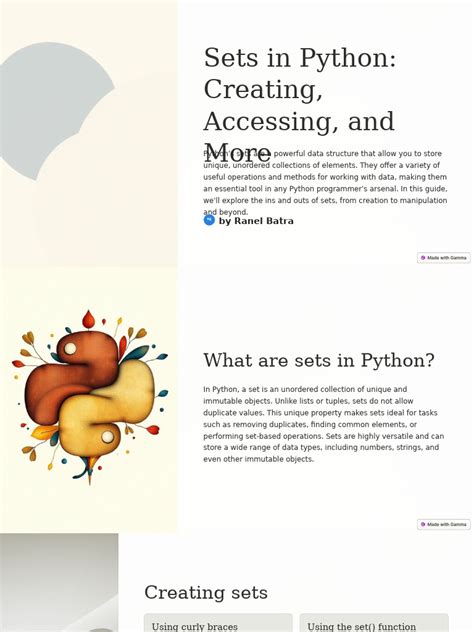 Sets In Python Creating Accessing And More Pdf Python Programming