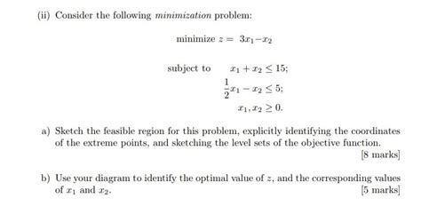 Solved Ii Consider The Following Minimization Problem