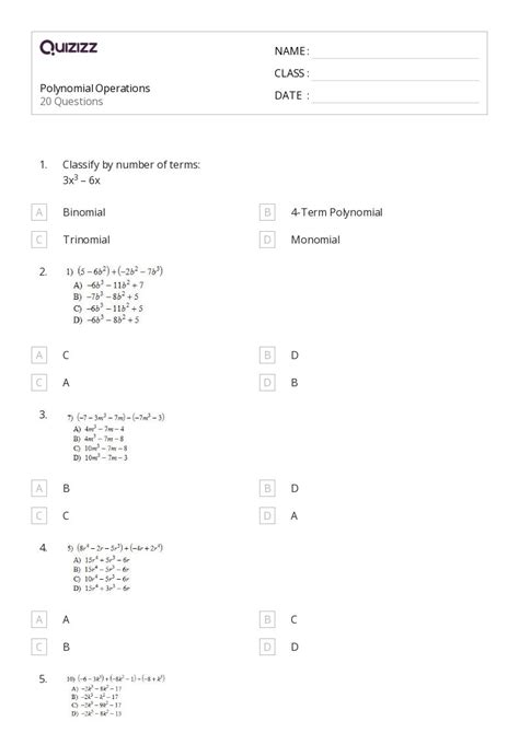 Free Operations On Polynomials Worksheet Download Free Operations On Polynomials Worksheet Png