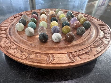 Solitaire Board Game Real Gemstone Balls Small Malta Stone By