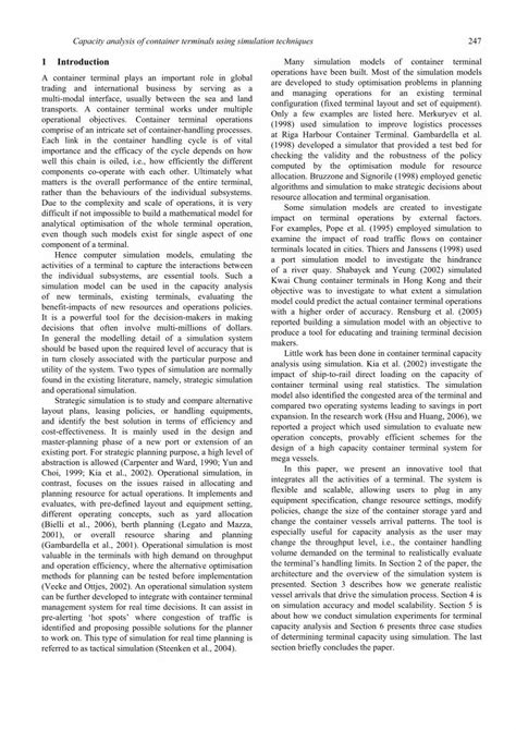 pdf capacity analysis of container terminals using simulation