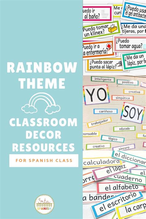 Spanish Classroom Colorful Decor Bundle Labels Door Decorations