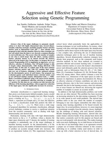 Pdf Aggressive And Effective Feature Selection Using Genetic Programming