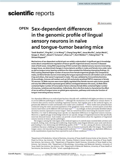 Pdf Sex Dependent Differences In The Genomic Profile Of Lingual