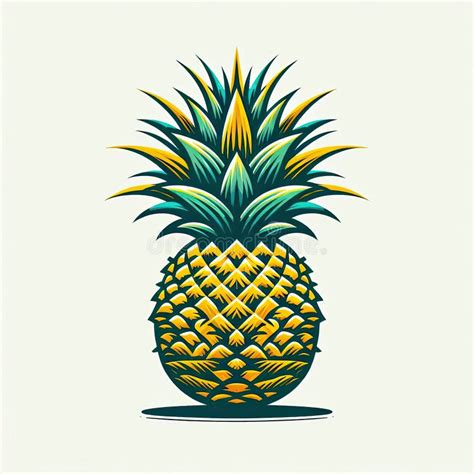 Pineapple Digital Drawing With Crosshatch Stock Illustration