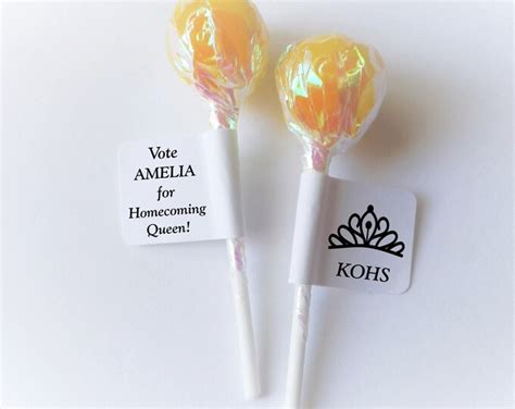 Custom Lollipop Labels Homecoming Queen King Vote Favors Campaign