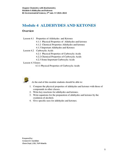 Module 4 Aldehydes And Ketones Pdf Aldehyde Ketone