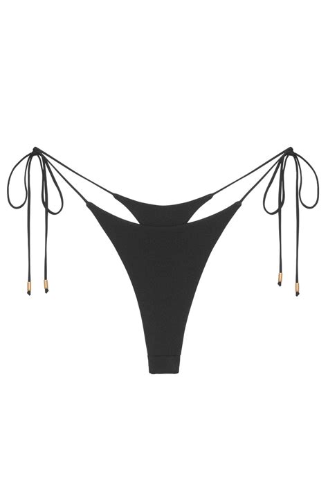 Malibu Black String Bikini Bottom In Luxury Lycra Perilla Intimates