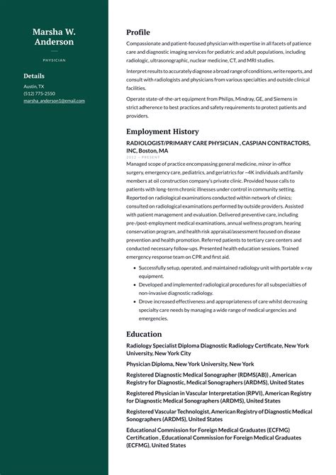 Physician Resume Example And Writing Guide