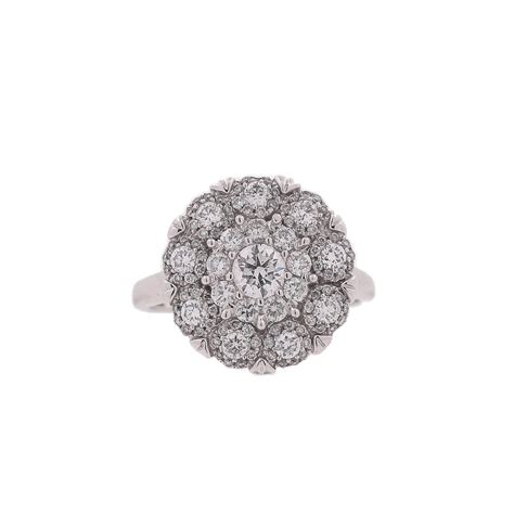 10k White Gold 100ct Cluster Diamonds Big Flower Ladies Ring King