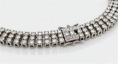 Elegant Diamond Tennis Bracelet Close Up With Secure Clasp Detail On