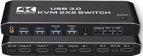 Teckeen 2 In 2 Out Dual Monitor Switch Device Monitor Sharing Switcher Hdmi Usbx4