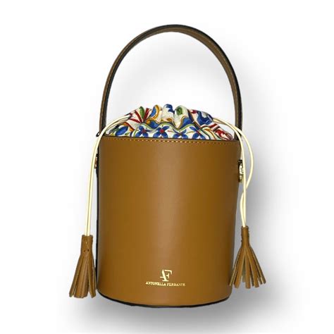 Leather Bauletto With Majolica Lining Leather Shoulder Strap Antonella