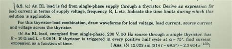 solved 6 2 a an rl load is fed from single phase supply