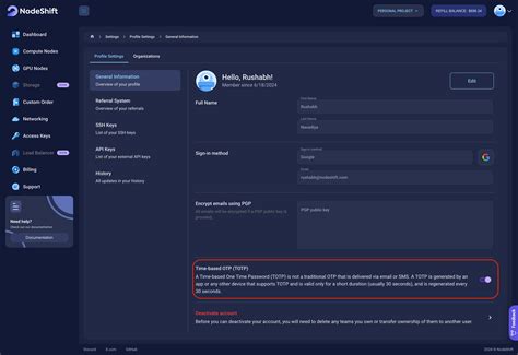 Disable Totp Nodeshift Documentation