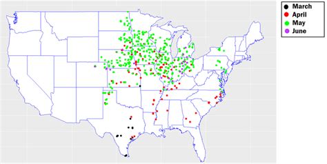 Map Of Planting Dates Of Environments Across The United States Data