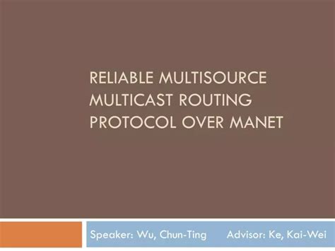 Ppt Reliable Multisource Multicast Routing Protocol Over Manet