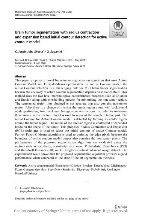 Brain Tumor Segmentation With Radius Contraction And Expansion Based