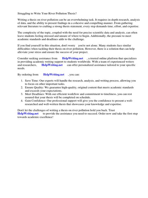 River Pollution Thesis Pdf Water Pollution Water