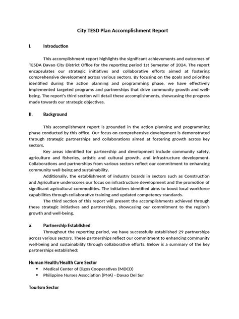 City Tesd Plan Accomplishment Repor1 Pdf Tourism Business