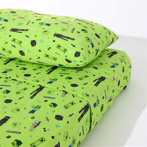 Minecraft Mob Squad Bamboo Bed Sheet Set Soft Cool And Eco Friendly