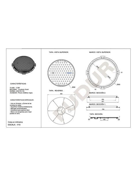 Tapa Circular Hf 600mm C 250 Basic Pozo Circular Fundicion