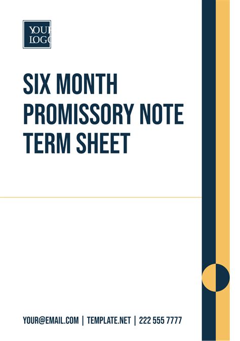 Free Six Month Promissory Note Term Sheet Template To Edit Online