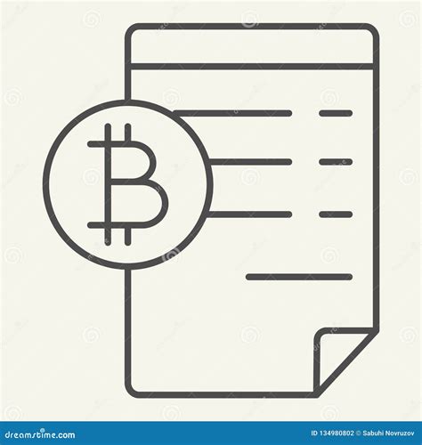 Blockchain Contract Thin Line Icon Bitcoin Document Vector