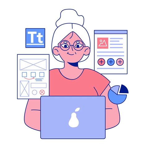 Senior Developer Old Woman Programming And Coding Developing 50004990