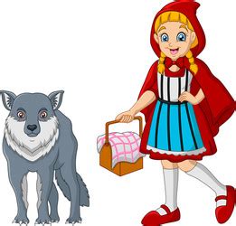 Cartoon Little Red Riding Hood And Wolf Royalty Free Vector