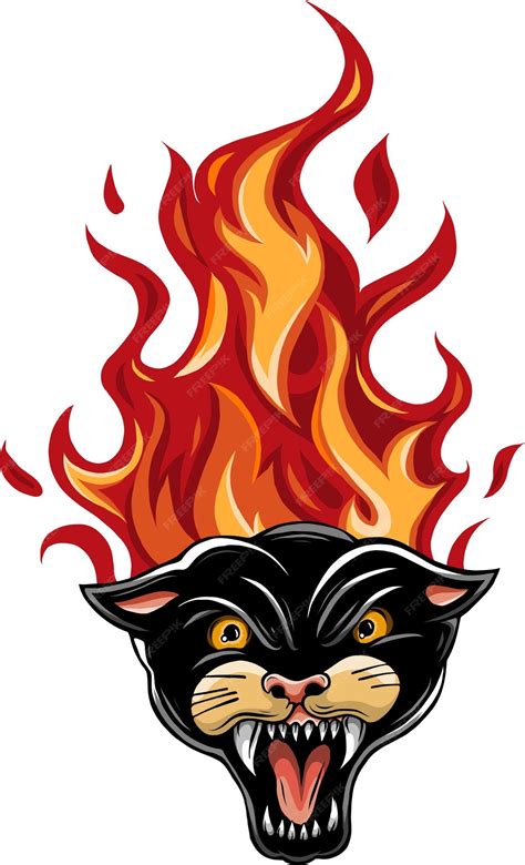 Premium Vector Panther Burning Flame Head Logo