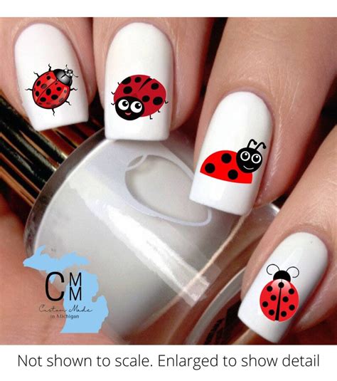 Lady Bug Nail Decals Red Lady Bug Nail Decals Red Ladybugs Etsy