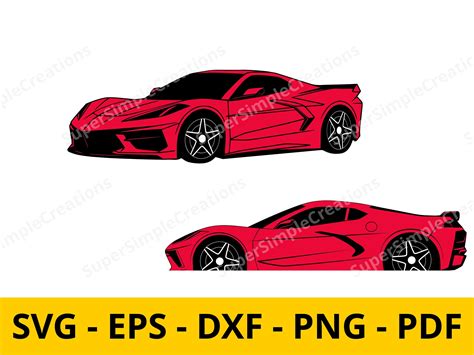 Corvette 2020 C8 Svg Eps Dxf Png Digital Vector Image Clipart T Shirt Design Sports