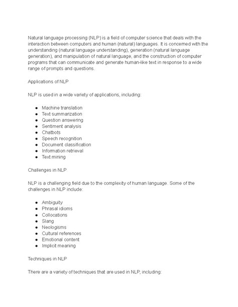 Lecture 12 Natural Language Processing Natural Language Processing