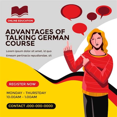 Premium Vector Online German Language Course Webinar Poster Design