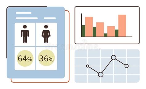 Gender Statistics With Bar Chart And Line Graph Highlighting Data