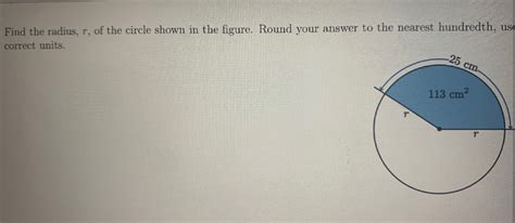 Solved Find The Radius R Of The Circle Shown In The Chegg