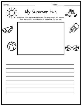 My Summer Fun Writing Prompt Template For Back To School By Lindsey Fowler