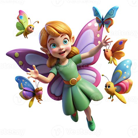 Magnificent Abstract A Mischievous Pixie Casting A Spell On A Group Of Butterflies Vibrant