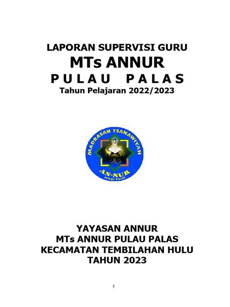 Rtl Supervisi Guru Mts Annur Pp Pdf